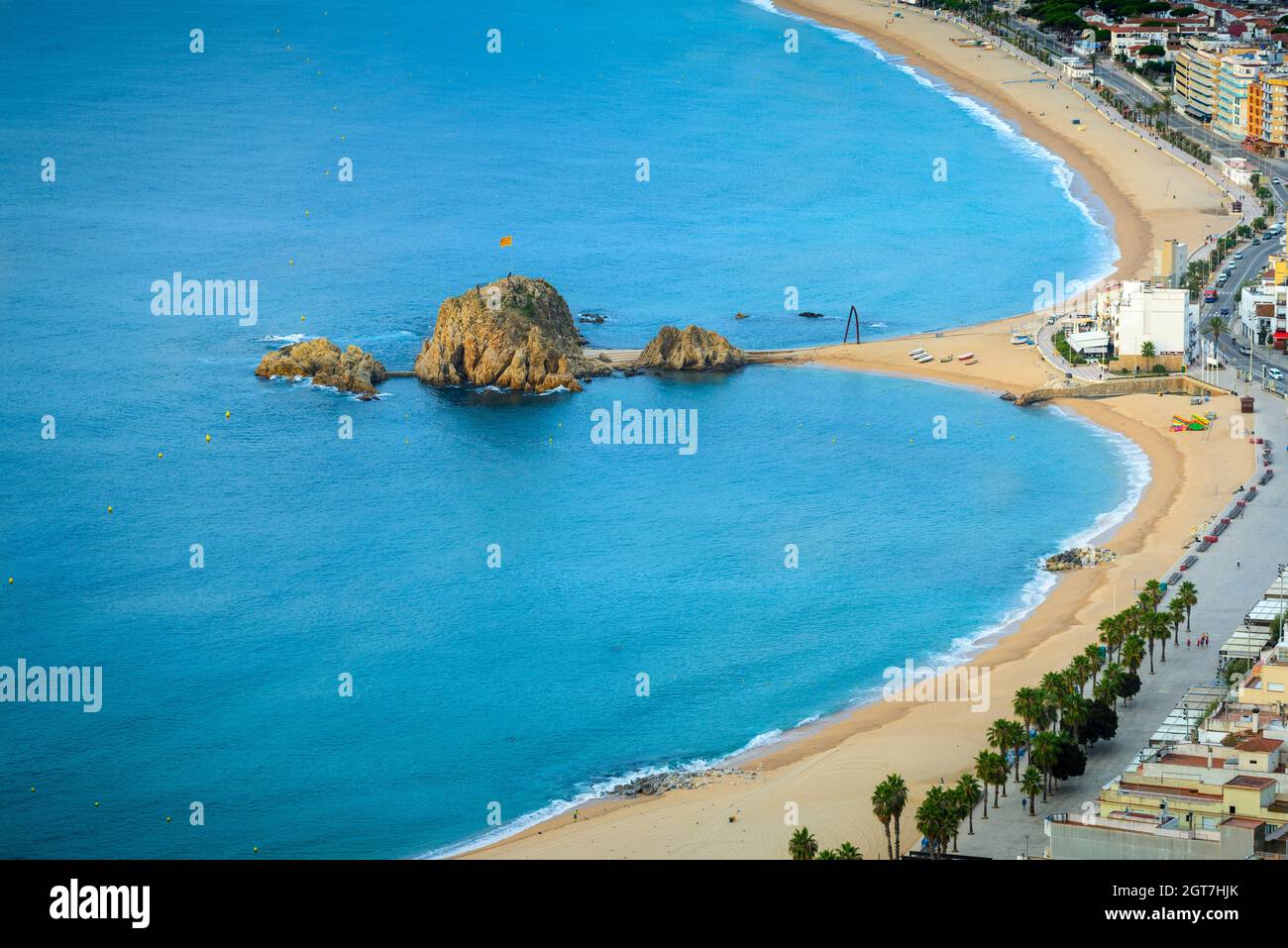 Sa Palomera rock and beach of Blanes city in Spain Stock Photo - Alamy