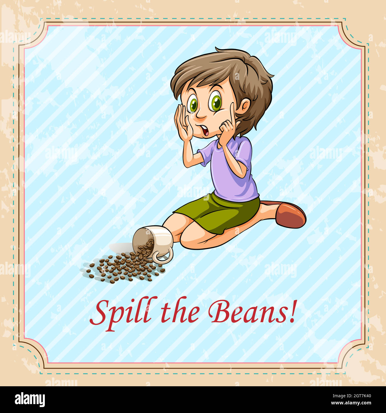 Idiom spill the beans Stock Vector Image & Art - Alamy