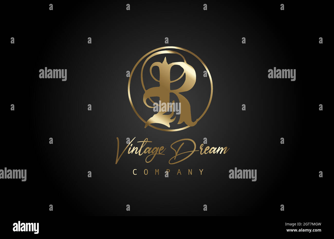 R gold golden alphabet letter icon logo. Vintage design concept for ...