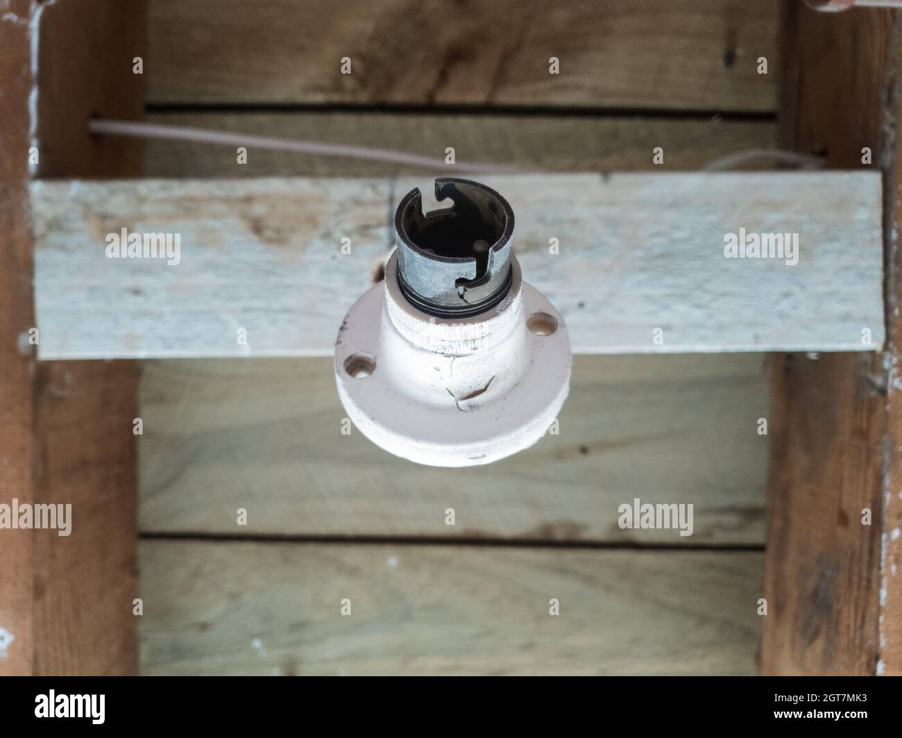 Close-up shot of a hanging bayonet cap light fixture Stock Photo - Alamy