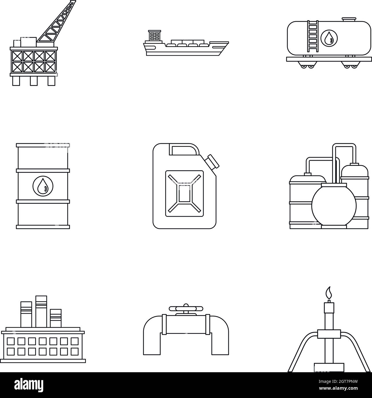 Factory production outline icons Cut Out Stock Images & Pictures - Alamy