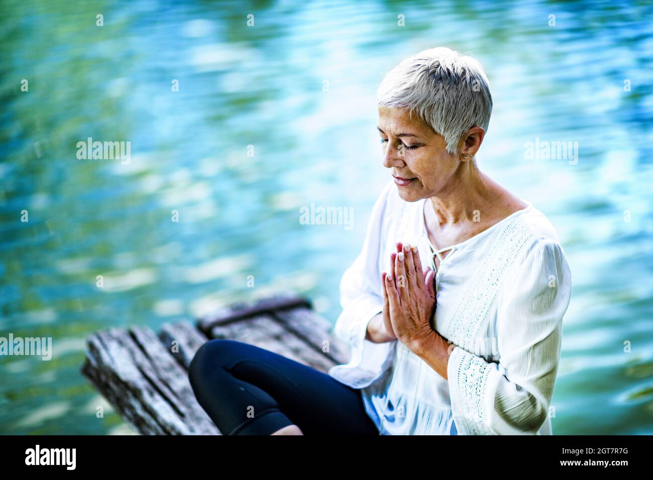 Mindful meditation senior hi-res stock photography and images - Alamy