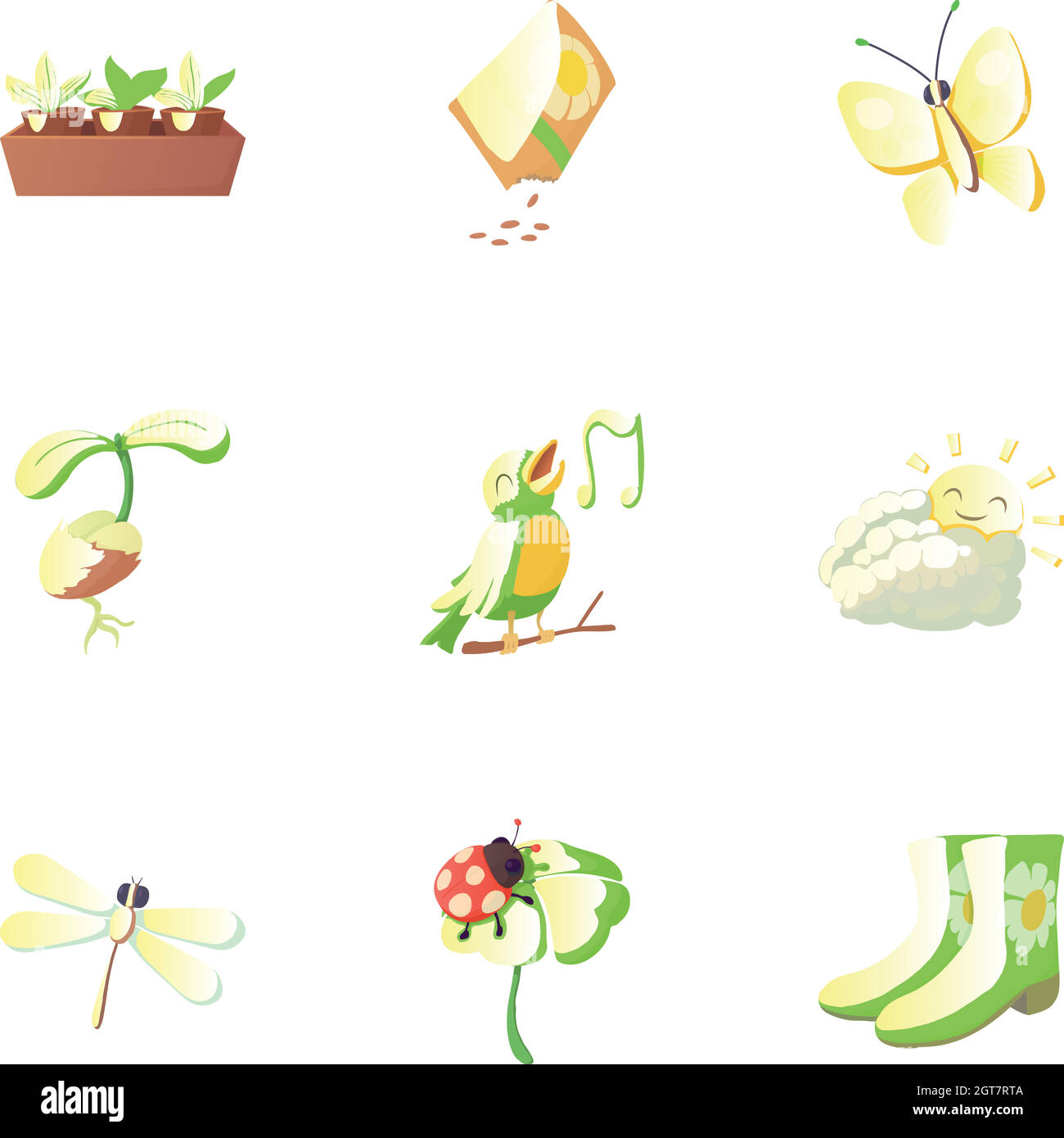 Springtime icons set, cartoon style Stock Vector Image & Art - Alamy