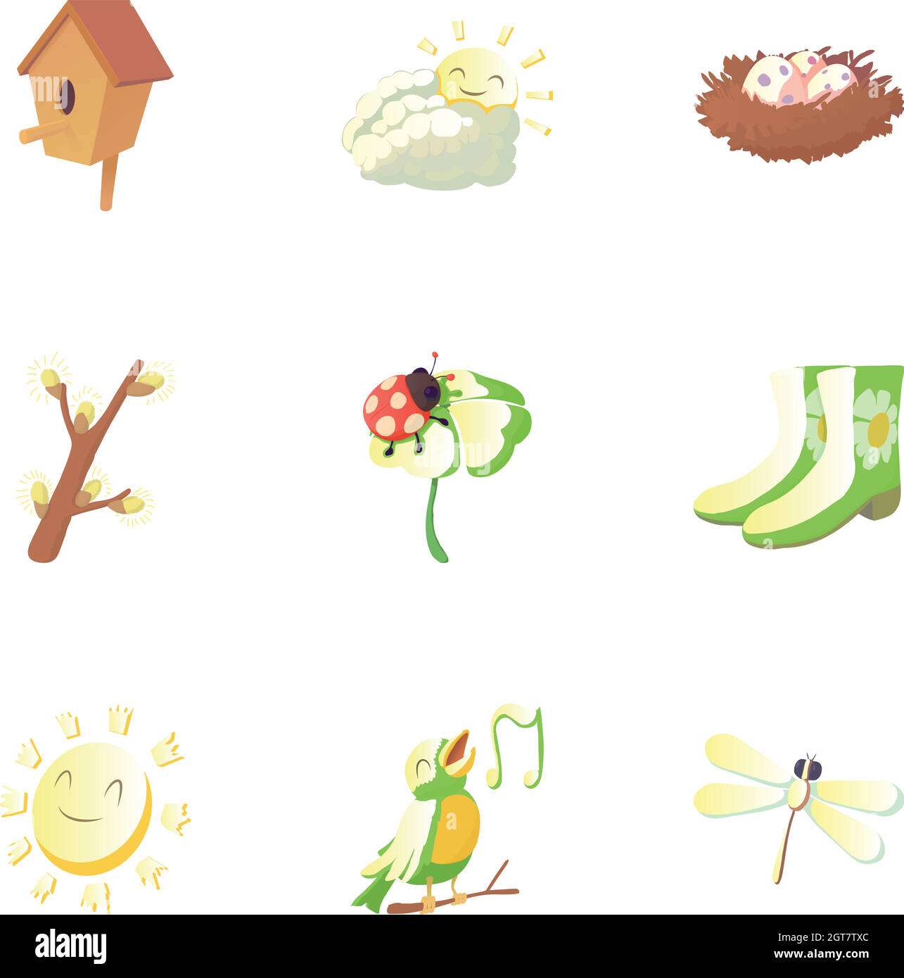 Spring icons set, cartoon style Stock Vector Image & Art - Alamy