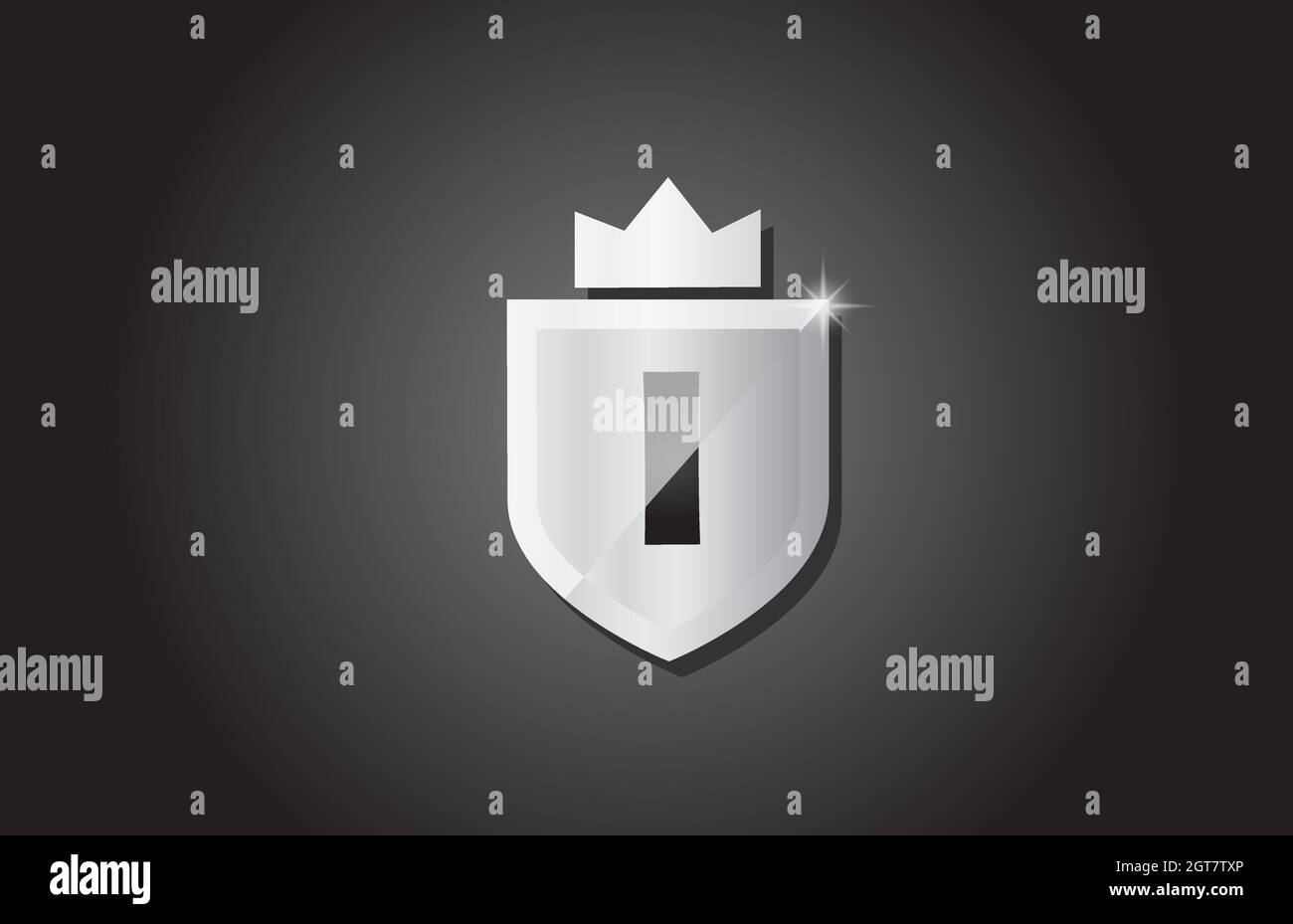 Creative shield I alphabet letter icon logo in grey color. Corporate ...