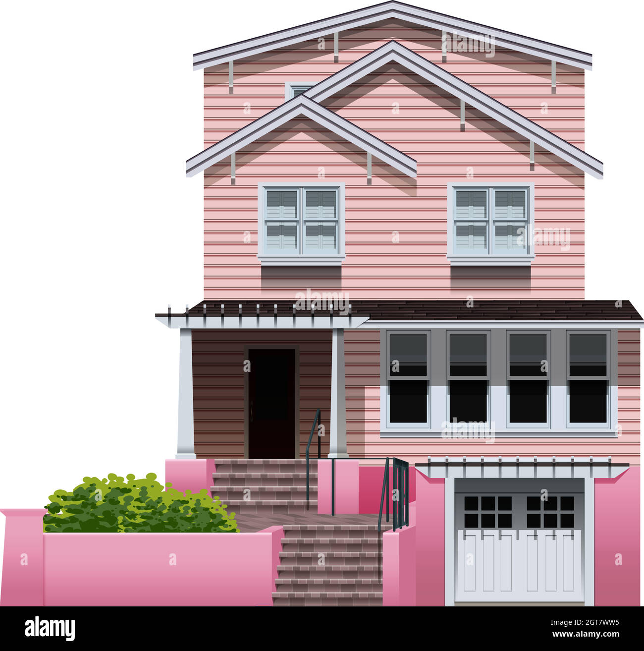 Pink house with stairs Stock Vector Images - Alamy
