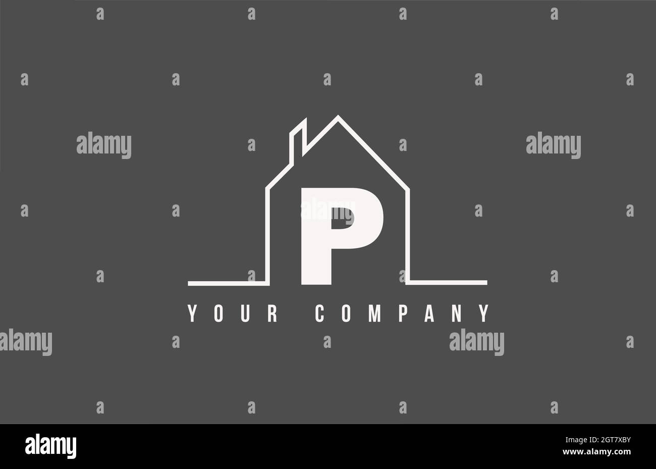 P alphabet letter icon logo of a home. Real estate house design for ...