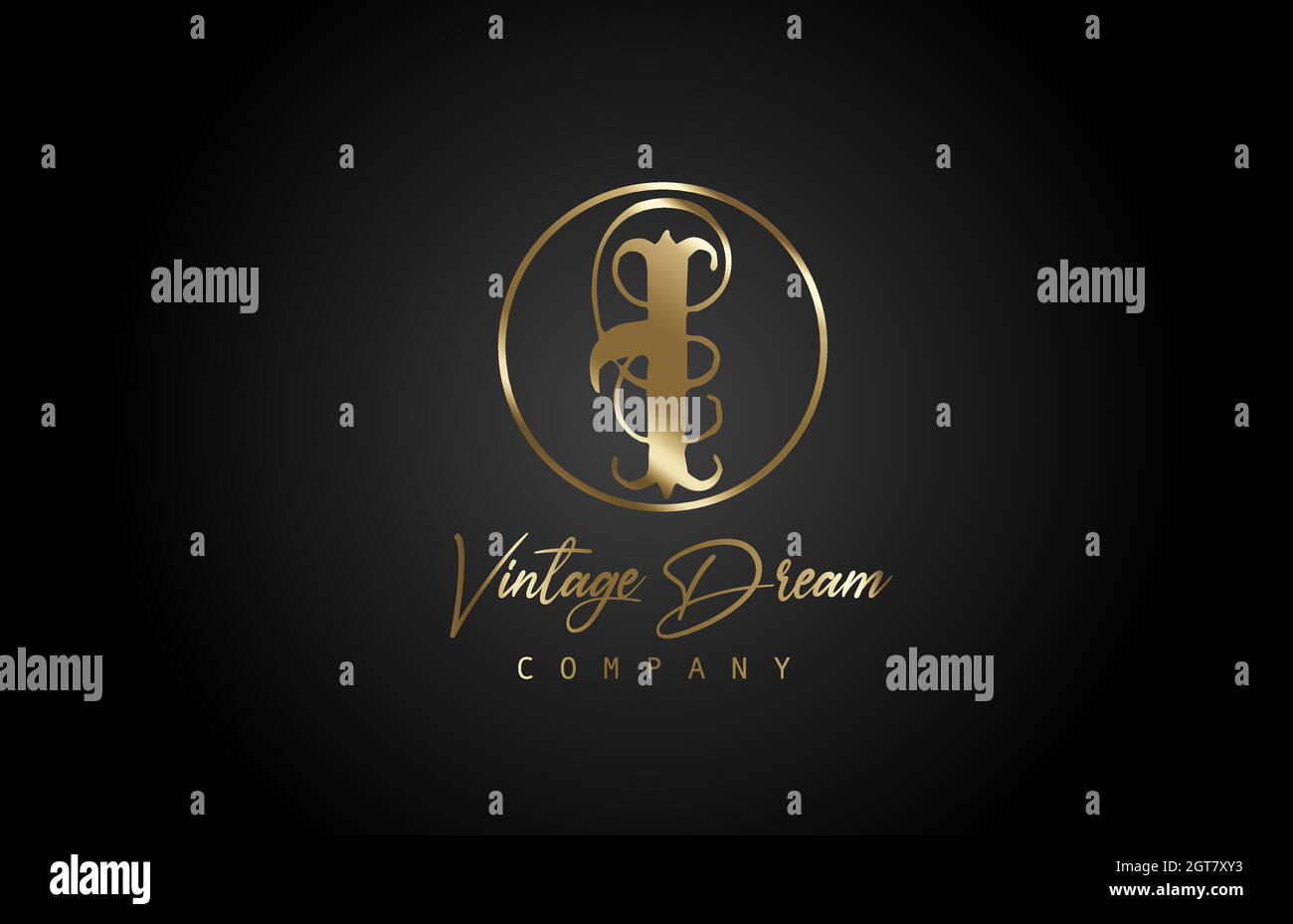 I gold golden alphabet letter icon logo. Vintage design concept for ...