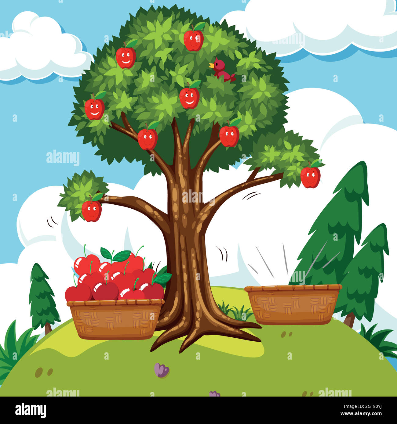 Field tree in background Stock Vector Images - Alamy