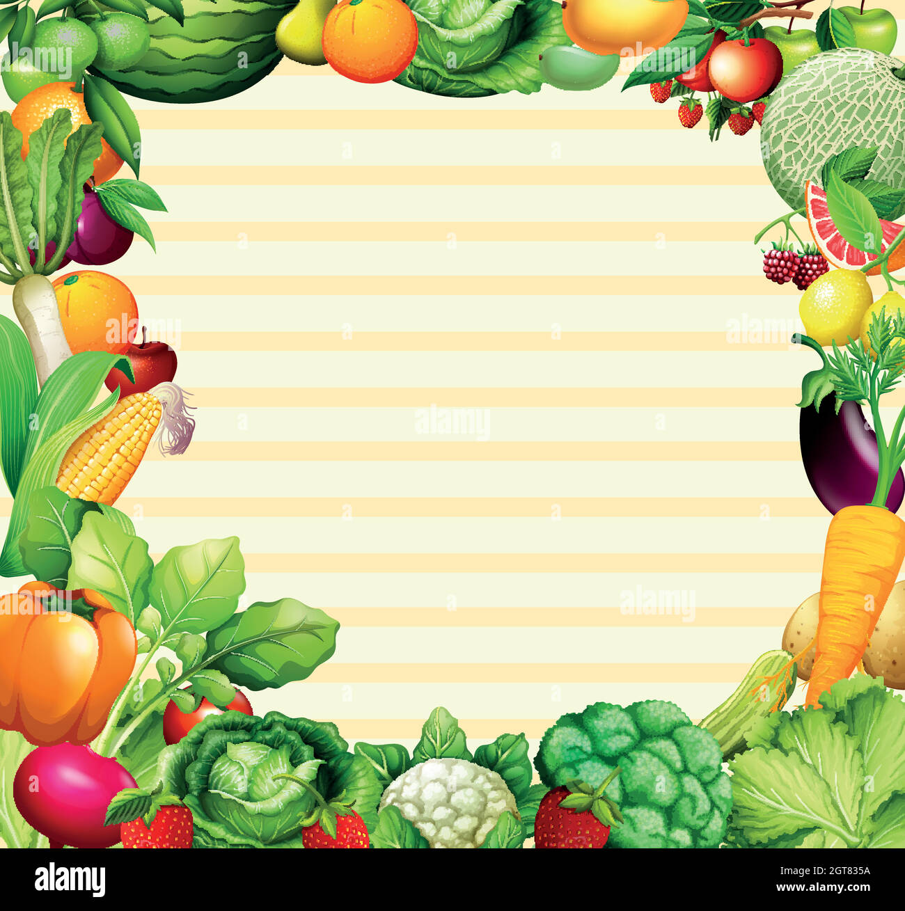 Frame design vegetables fruits hi-res stock photography and images - Alamy