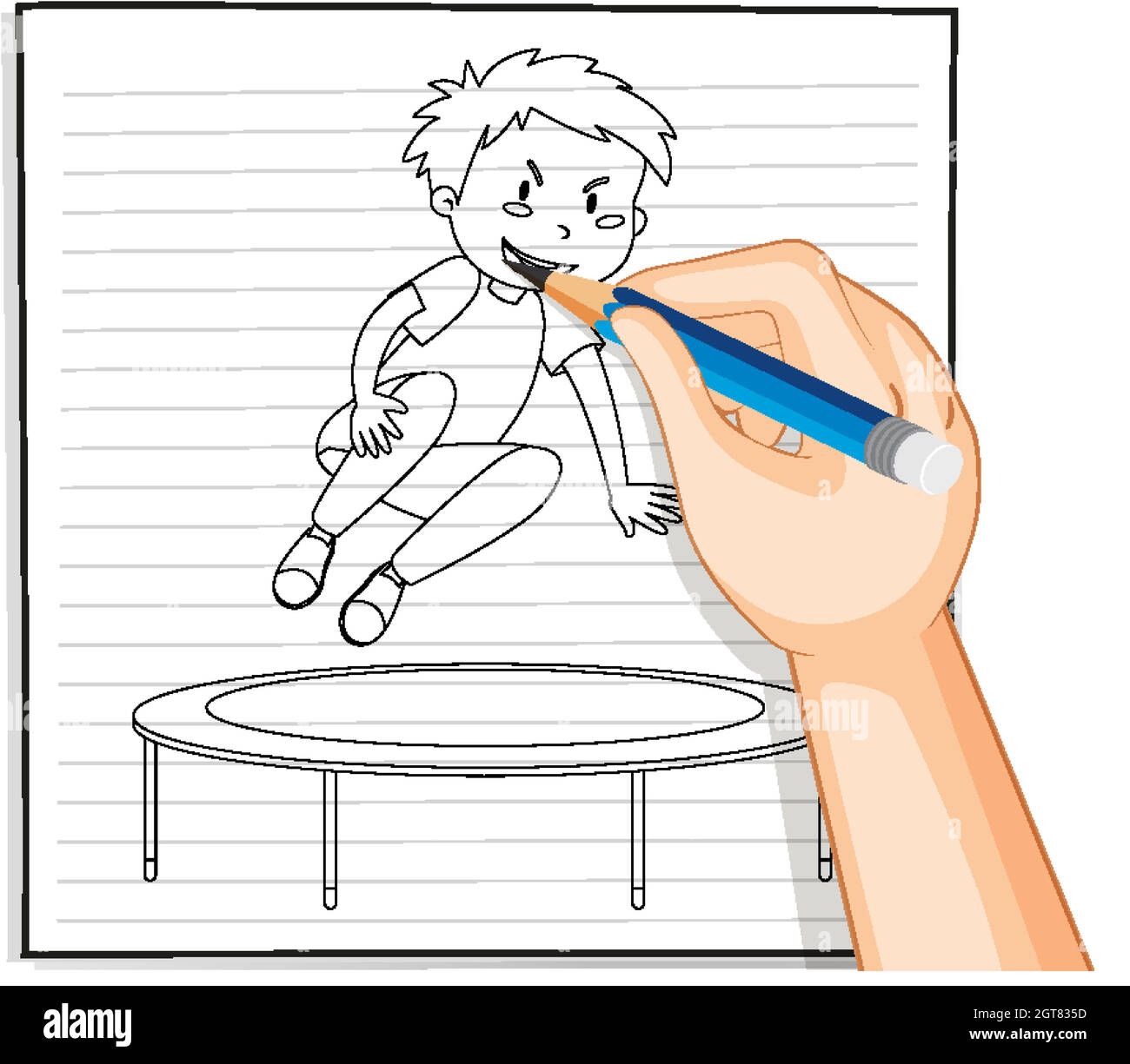 Cartoon illustration kid jumping on hi-res stock photography and images ...