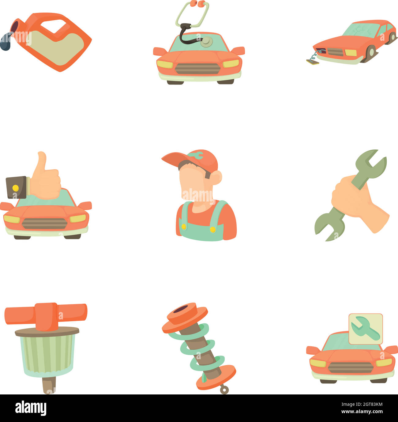 Renovation for machine icons set, cartoon style Stock Vector Image ...
