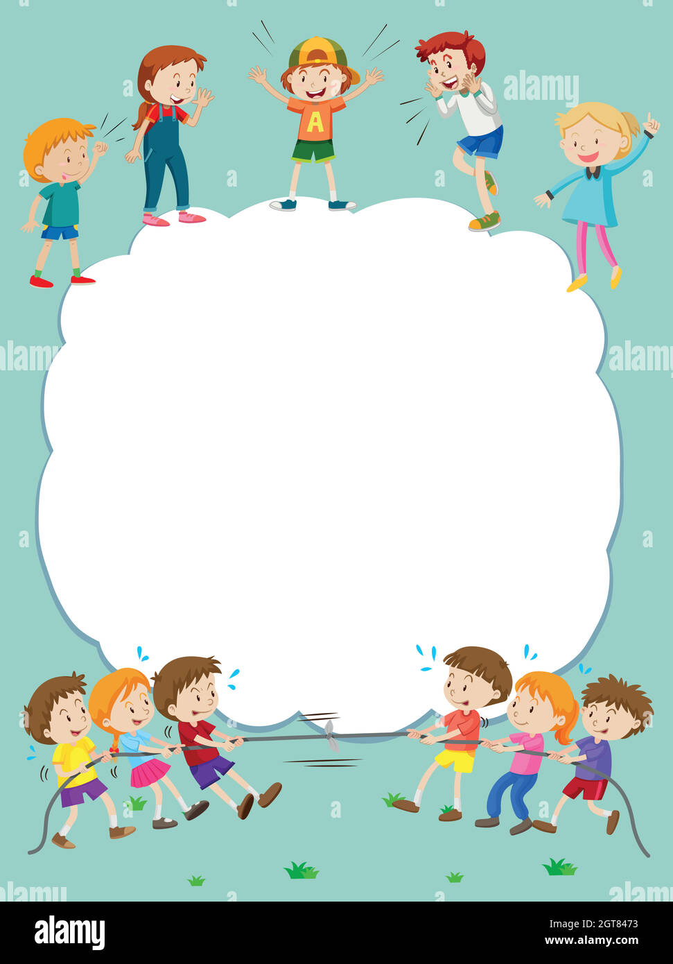 Border template with happy kids playing in background Stock Vector ...