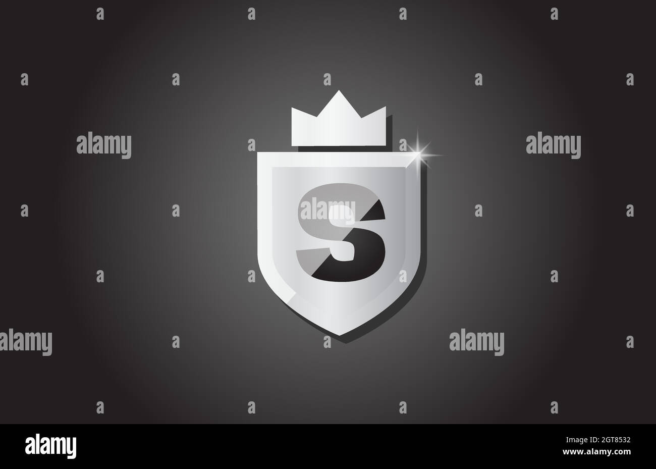 Creative shield S alphabet letter icon logo in grey color. Corporate ...