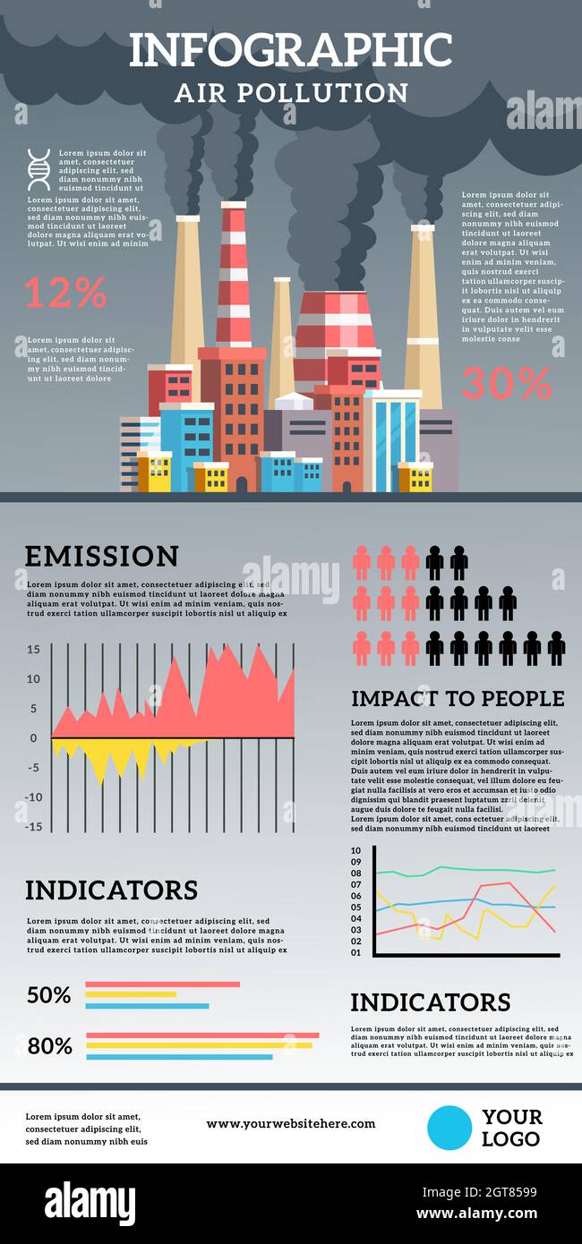 infographic air pollution with city highly air pollution illustration. vector design Stock ...