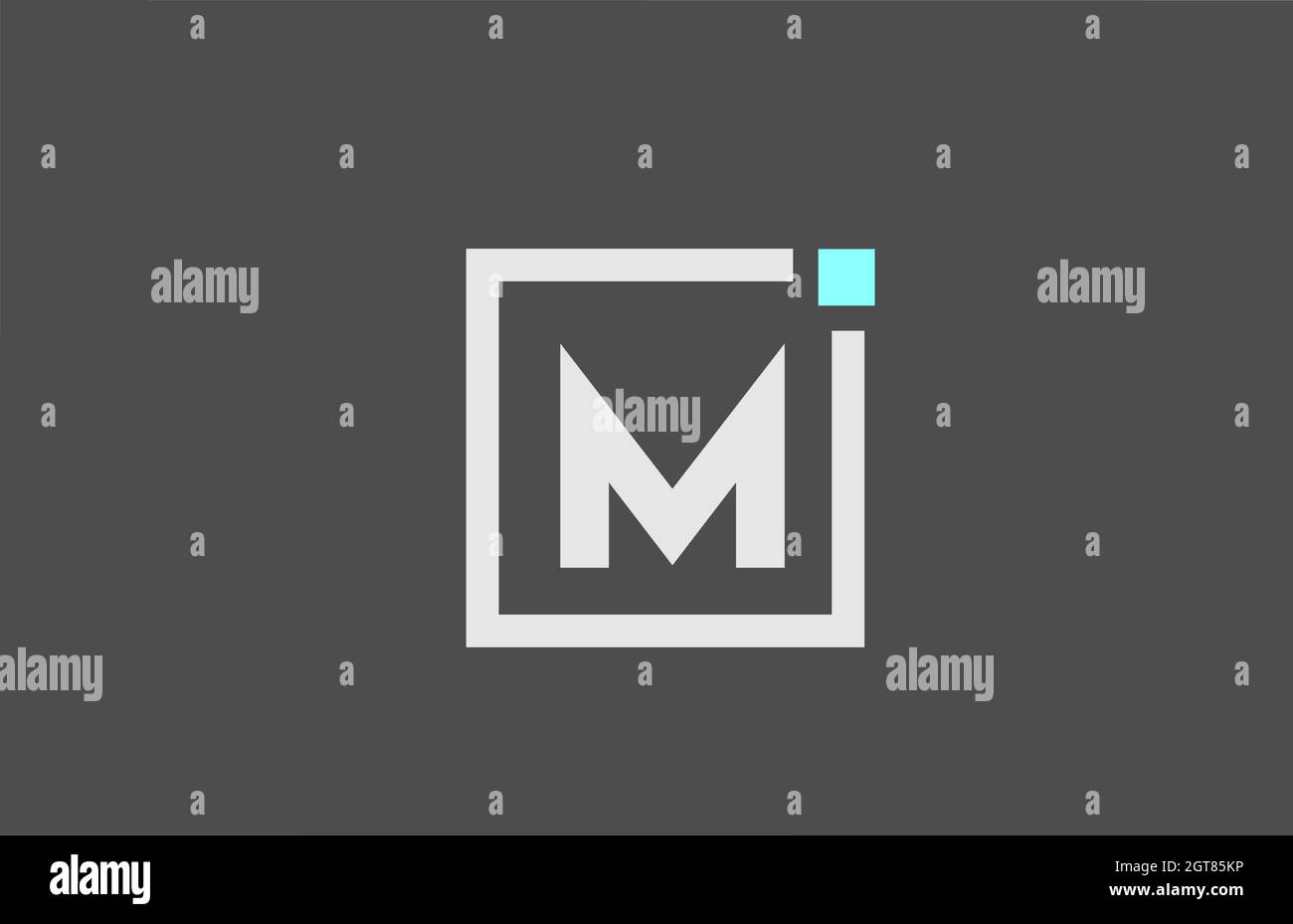 grey M alphabet letter icon logo. Square design for company and ...