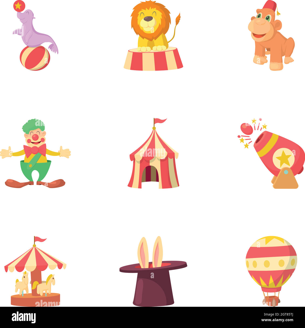 Circus performance icons set, cartoon style Stock Vector Image & Art ...