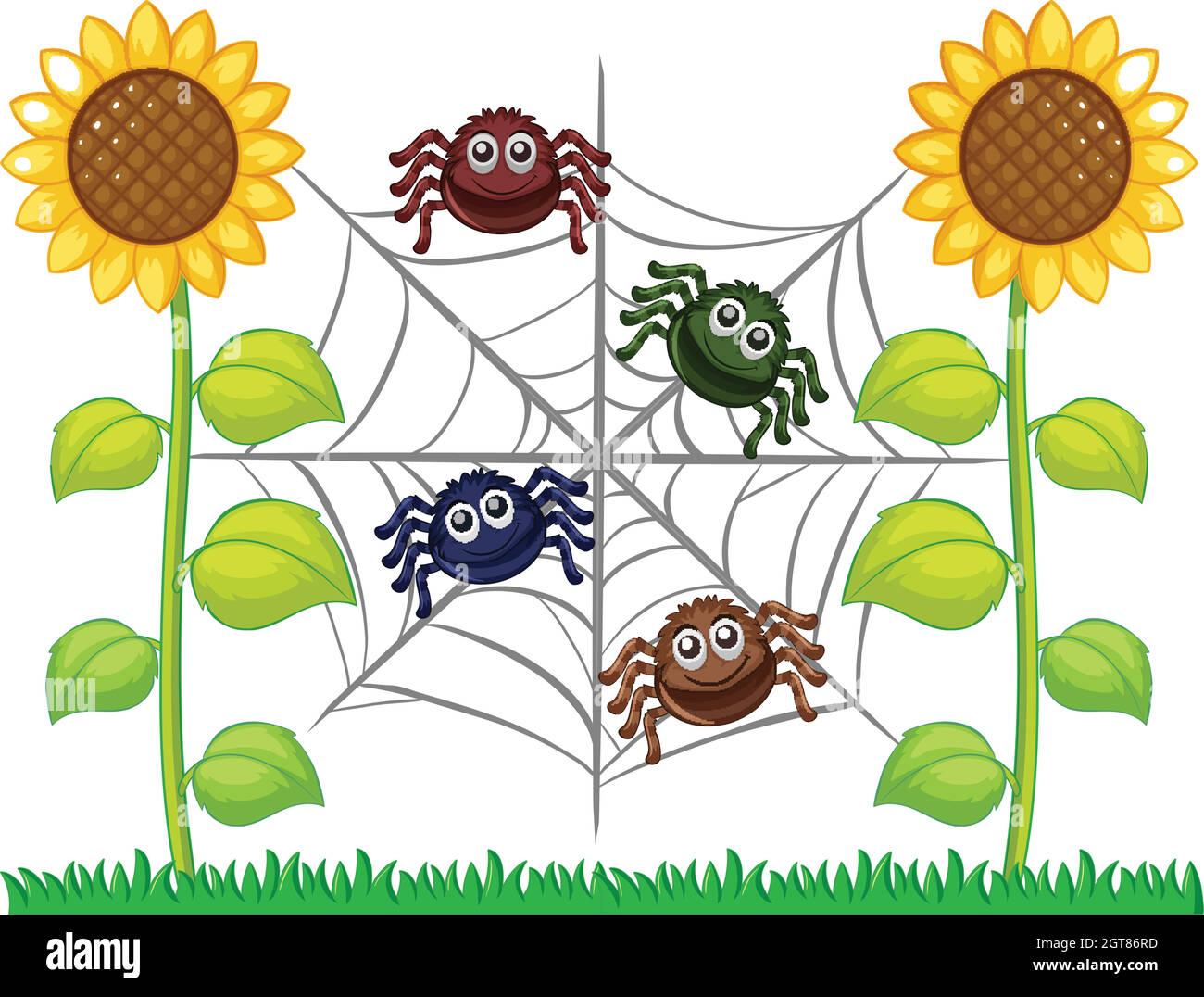 Garden spider in web Stock Vector Images - Alamy