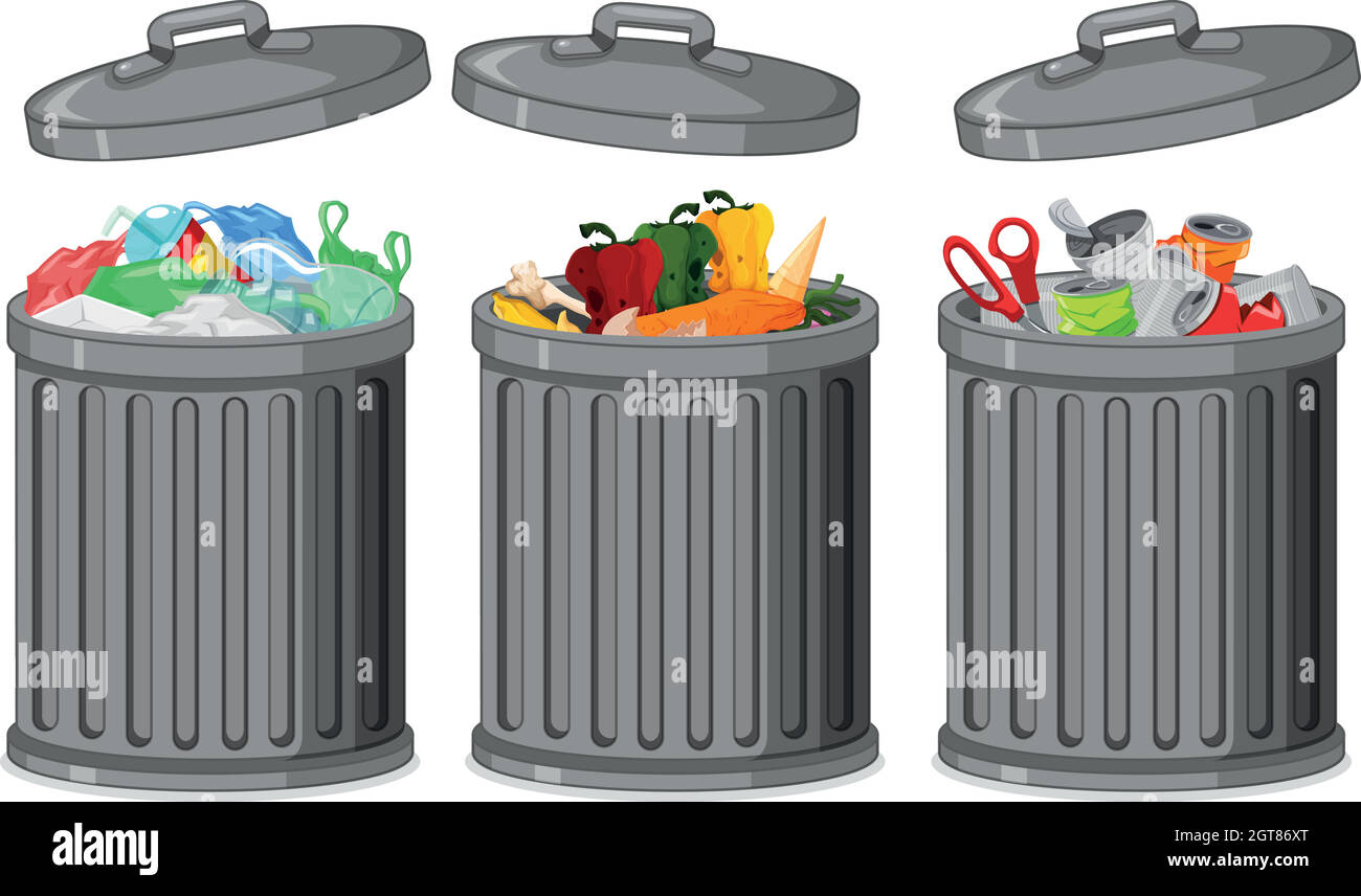 Set of trash can Stock Vector Image & Art - Alamy