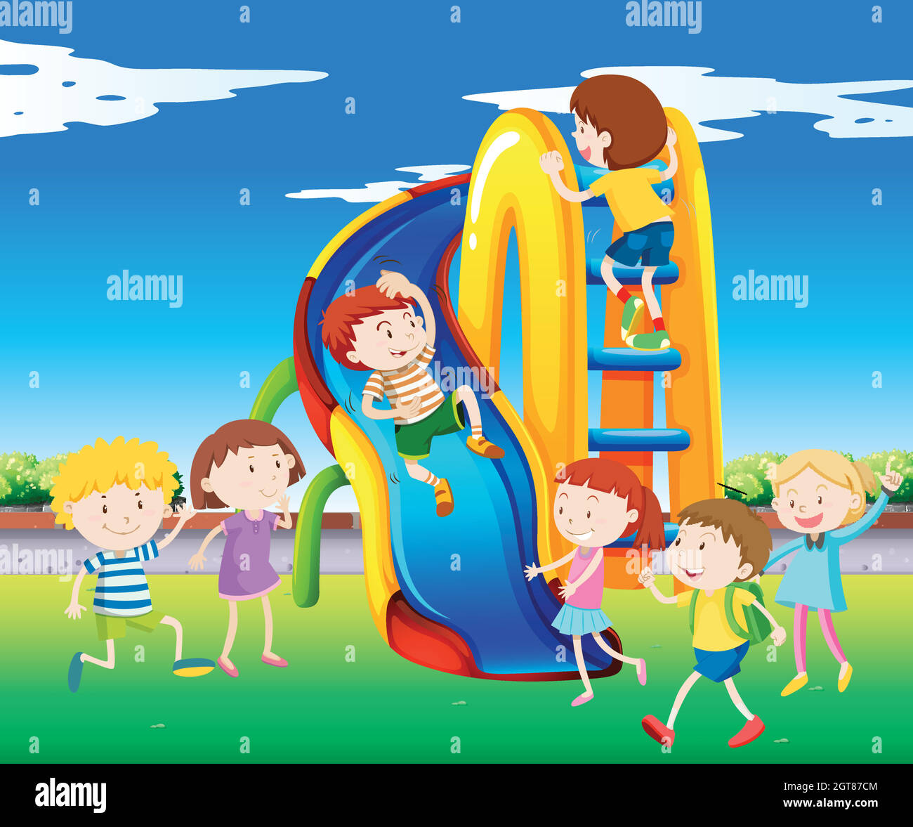 Many children playing on slide Stock Vector Image & Art - Alamy