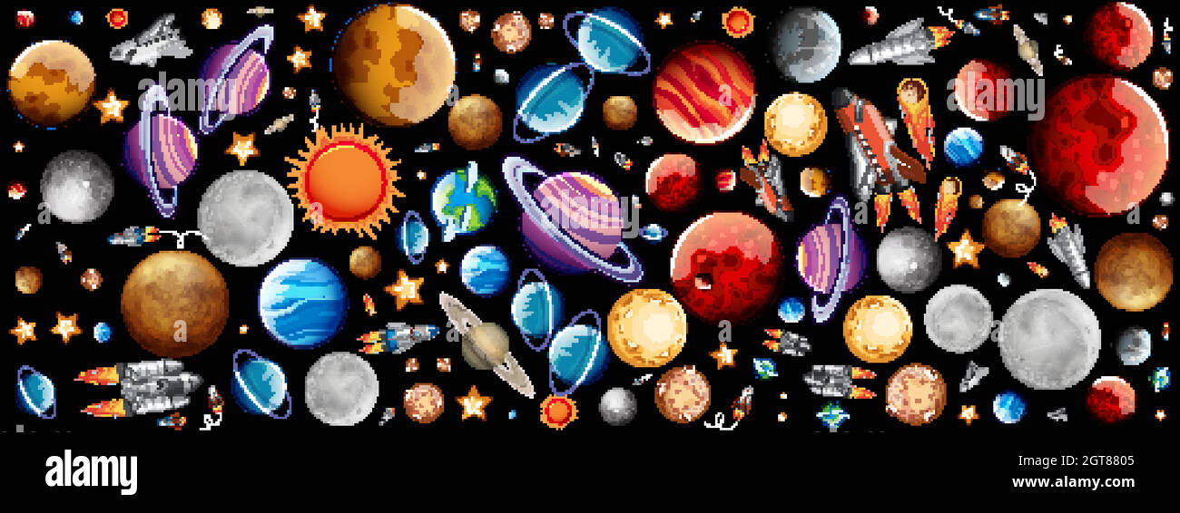 Background design with many planets in space Stock Vector Image & Art ...