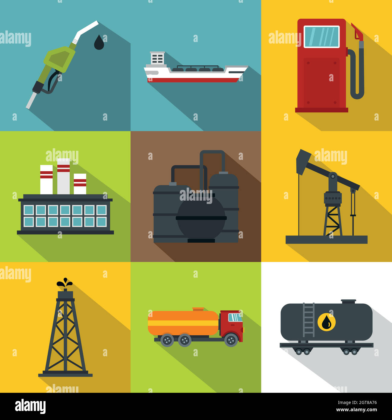 Gasoline icons set, flat style Stock Vector Image & Art - Alamy