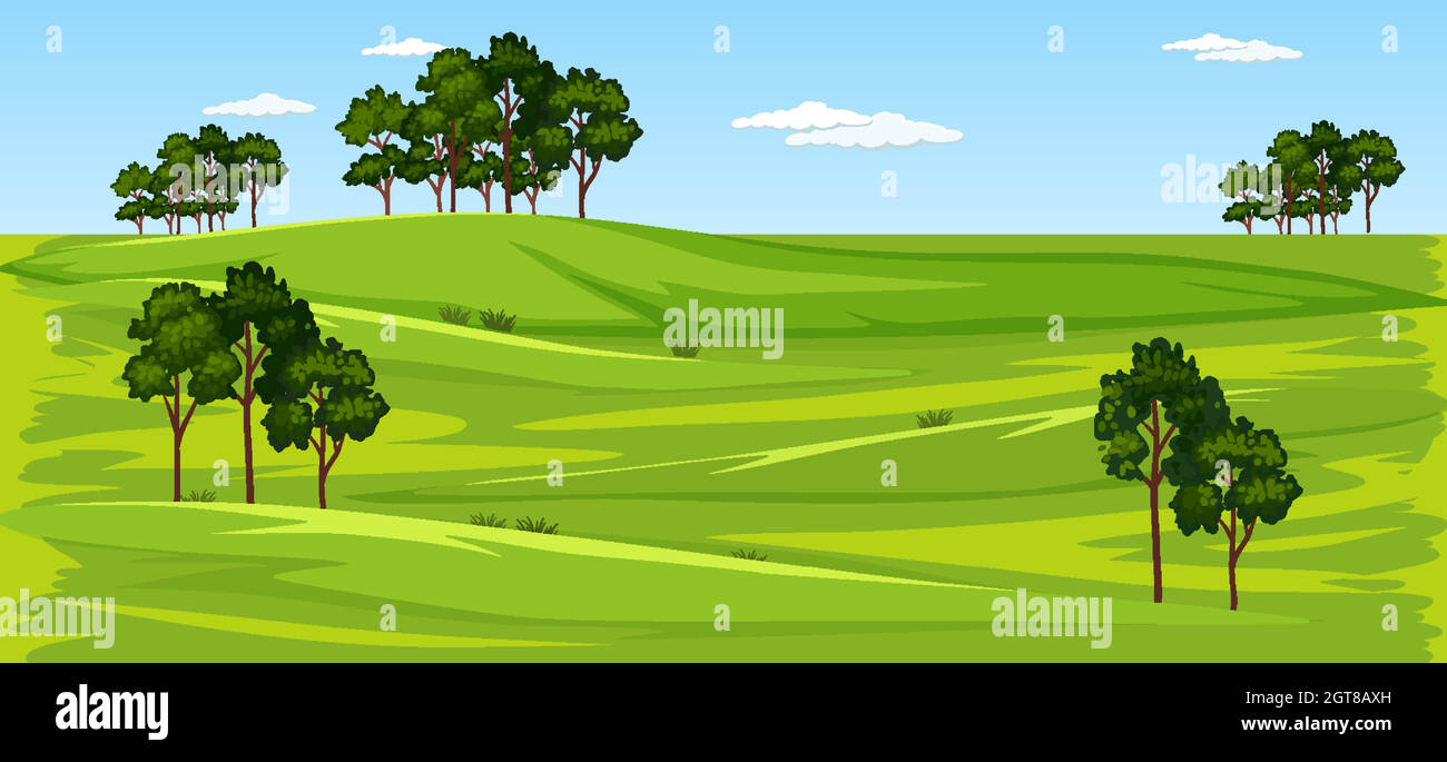 Natural landscape scenery meadow Stock Vector Images - Alamy