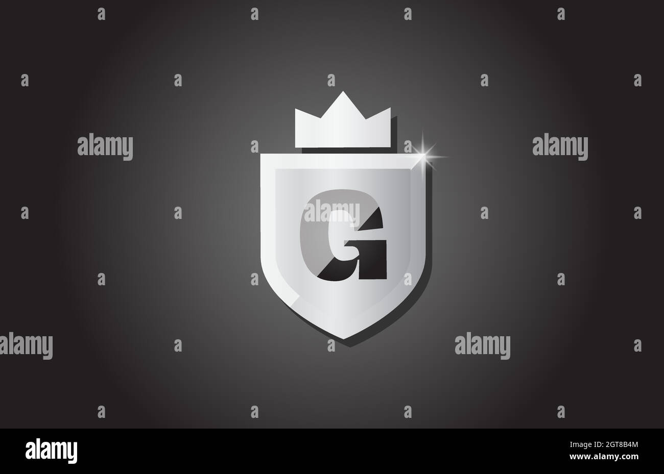 Creative shield G alphabet letter icon logo in grey color. Corporate ...