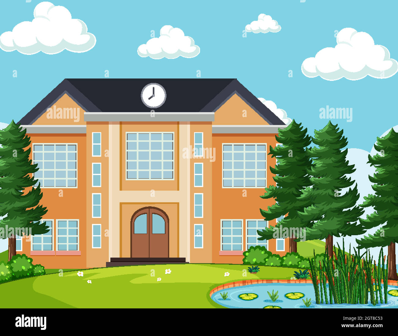 Empty scene with school building in nature Stock Vector Image & Art - Alamy