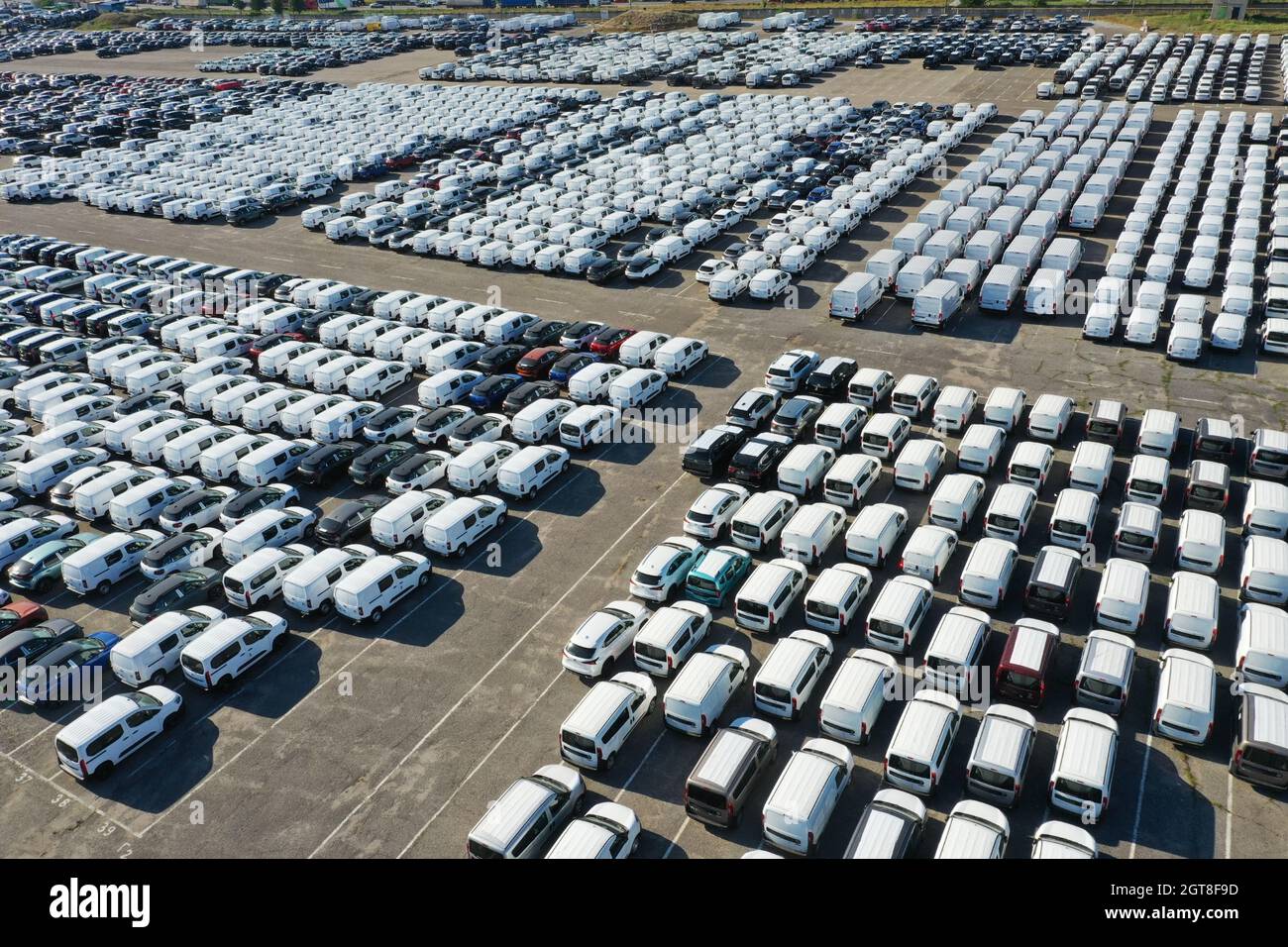 Odessa, Ukraine - August 11, 2021: Aerial view from drone to automobile ...