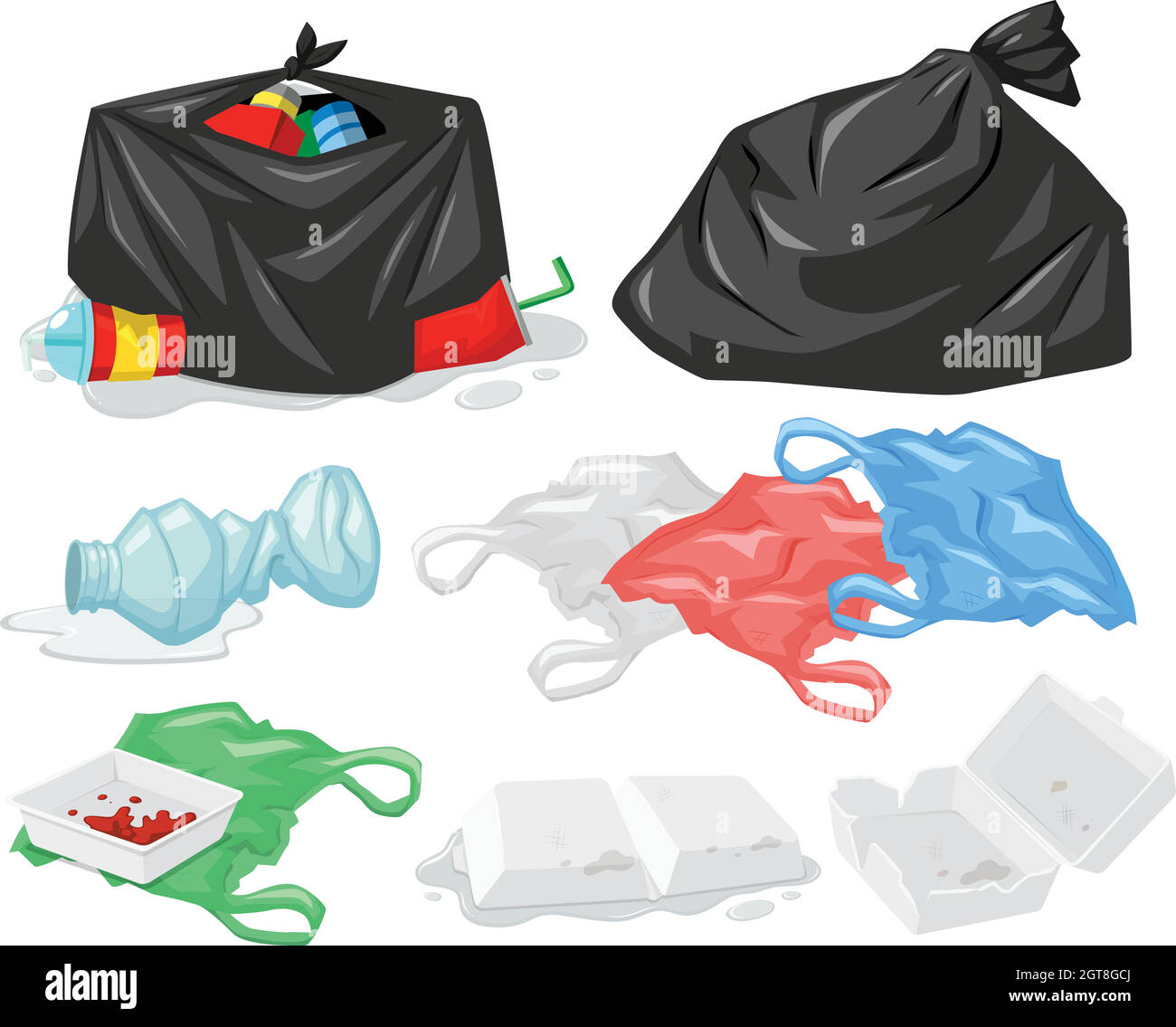 Bags different garbage background Cut Out Stock Images & Pictures - Alamy