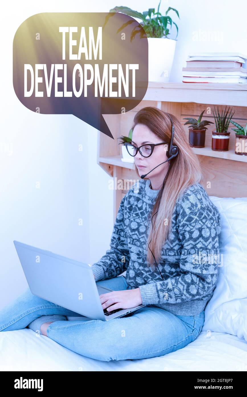 Text caption presenting Team Development. Business approach learn why and how small groups ...