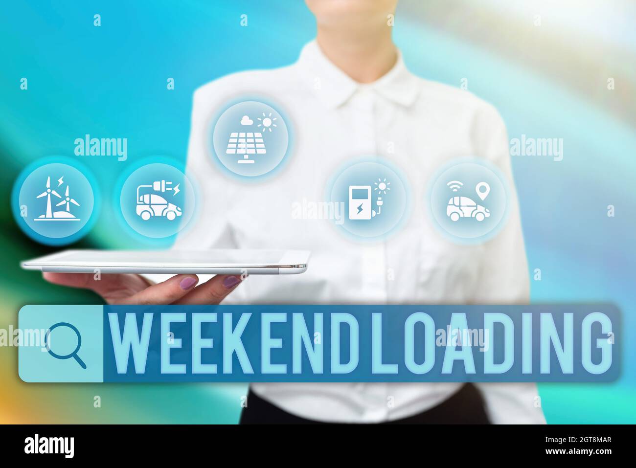 Hand writing sign Weekend Loading. Business approach Starting Friday ...