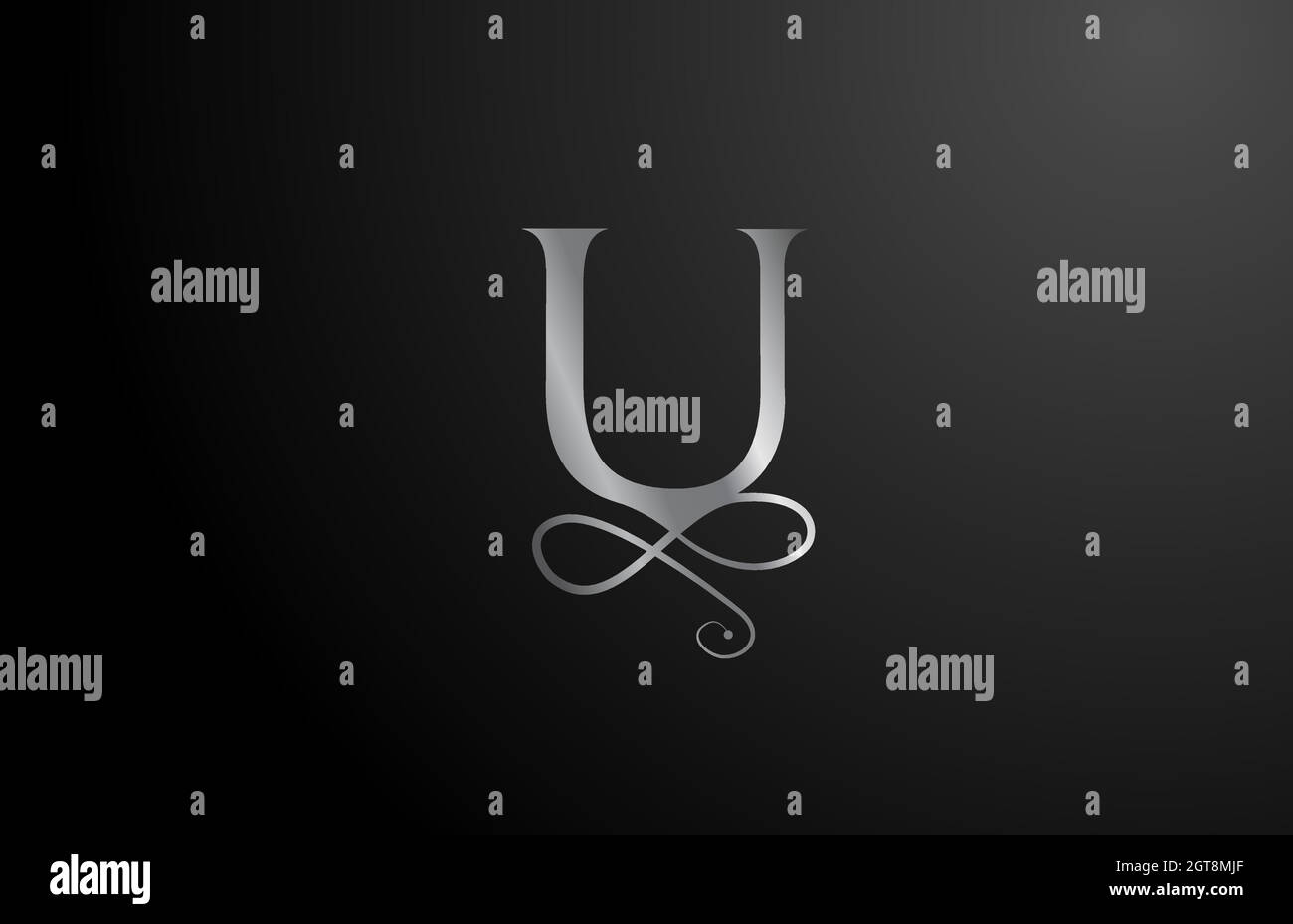 grey U elegant monogram alphabet letter icon logo design. Vintage ...