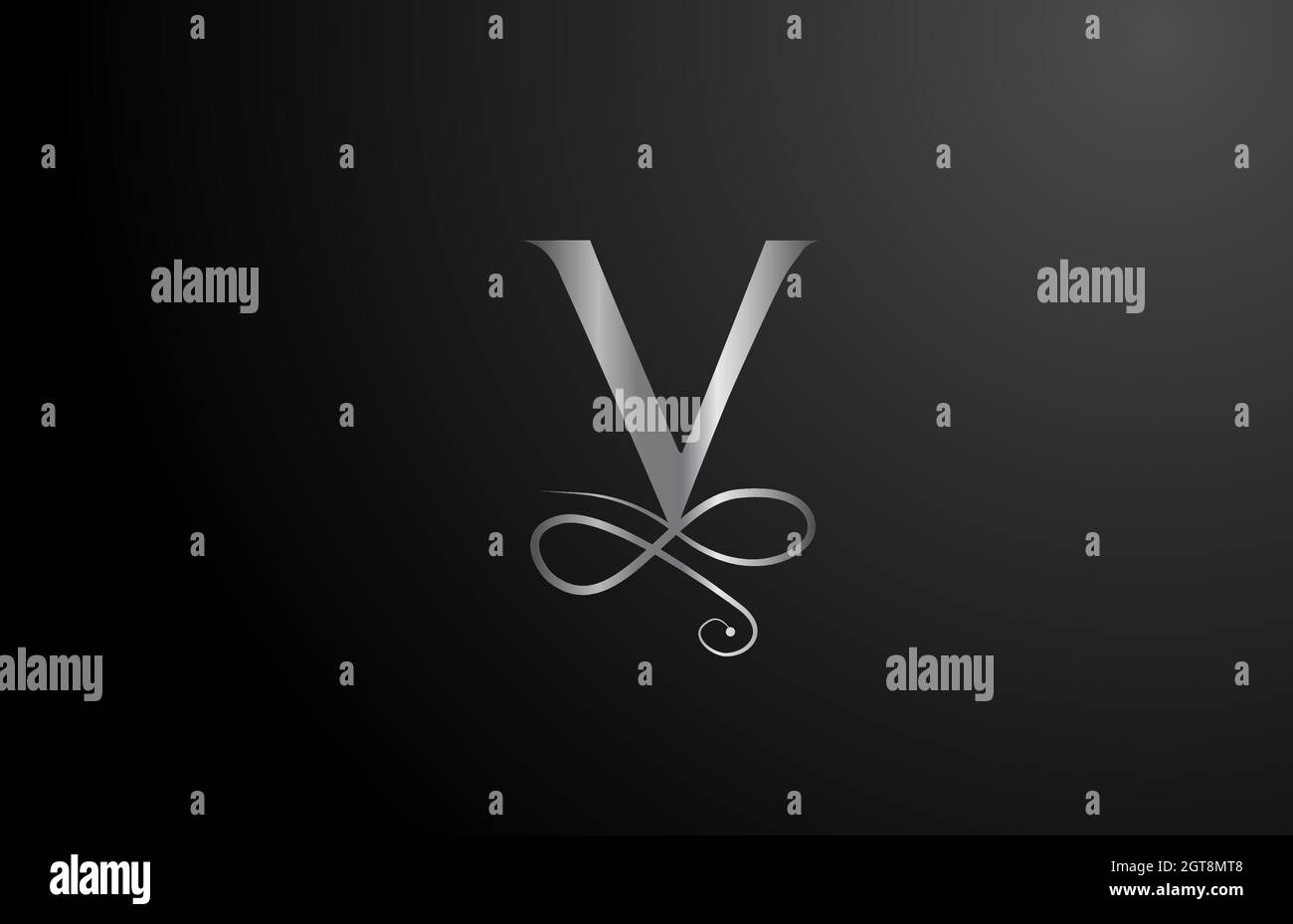 grey V elegant monogram alphabet letter icon logo design. Vintage ...