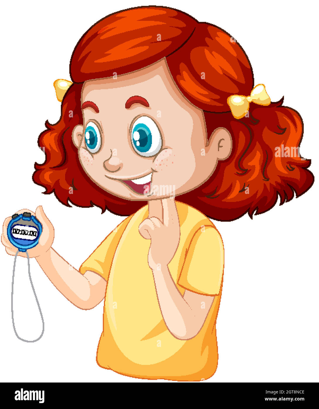 Sport coach girl holding a timer cartoon character Stock Vector Image ...