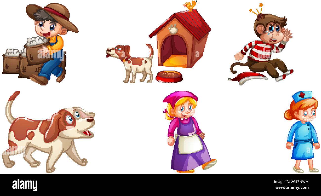 Set of different nursery rhyme character isolated on white background ...