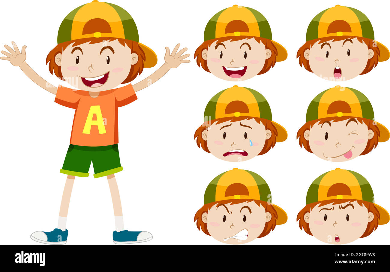 Little boy with different facial expressions Stock Vector Image & Art ...