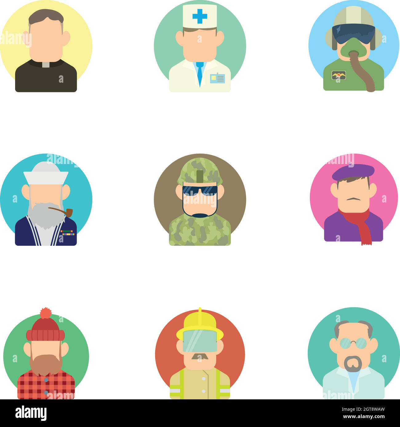 Occupation icons set, flat style Stock Vector Image & Art - Alamy
