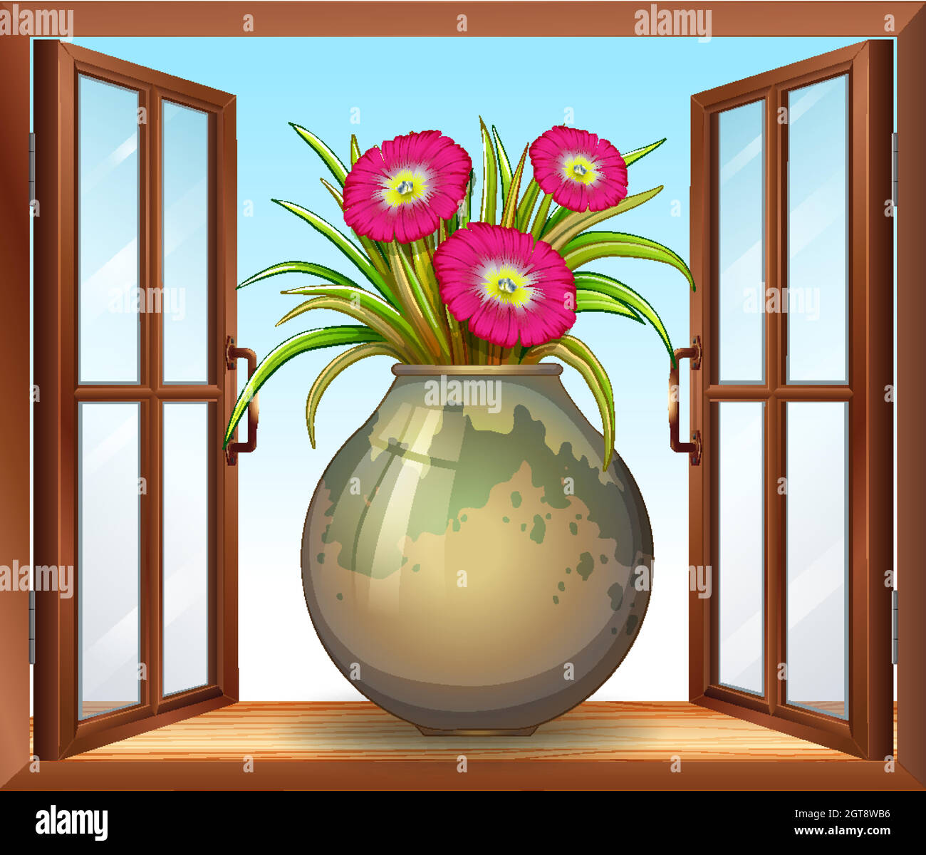 Flower in vase near window Stock Vector Image & Art - Alamy