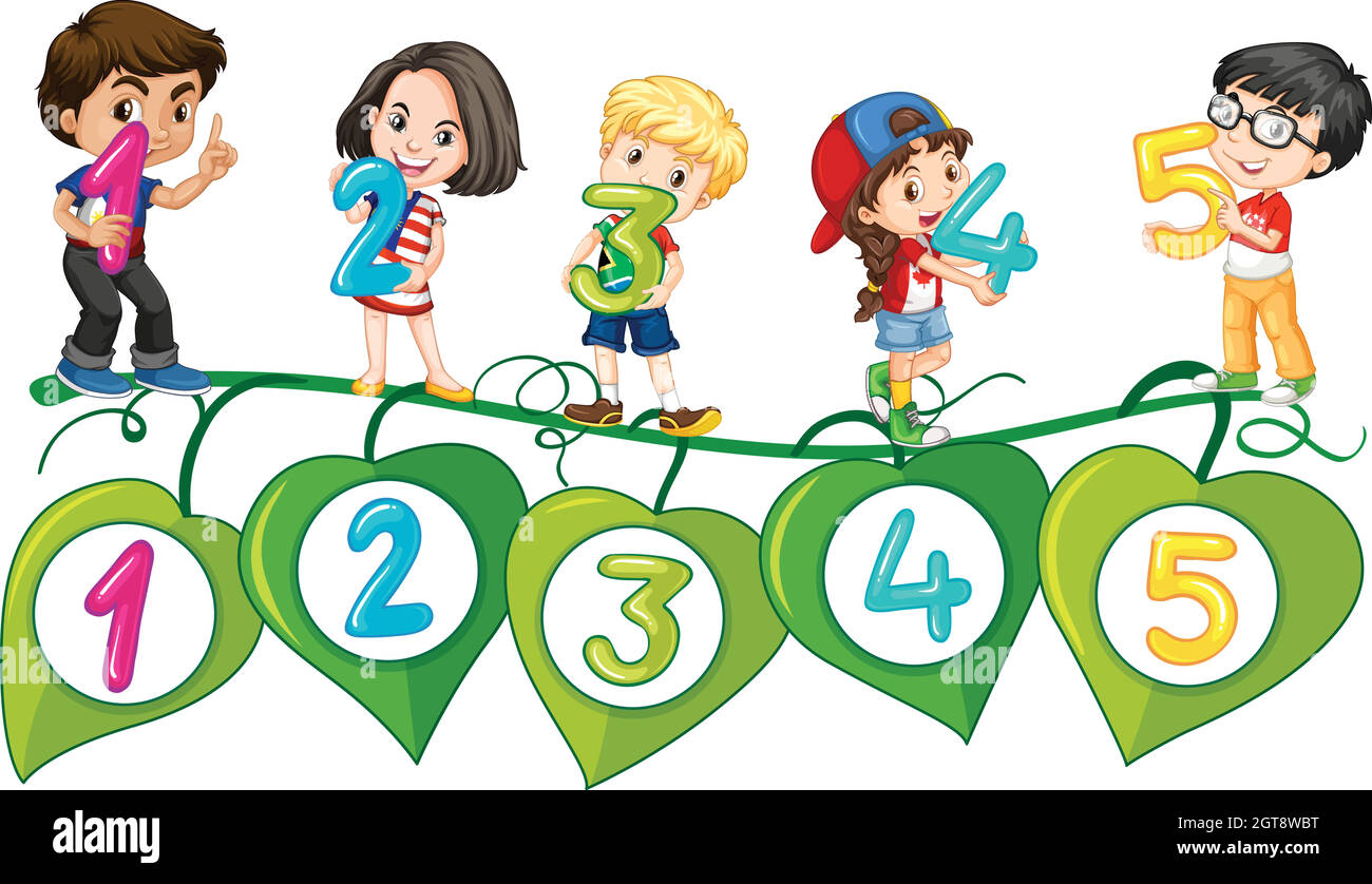Kids and numbers one to five Stock Vector Image & Art - Alamy
