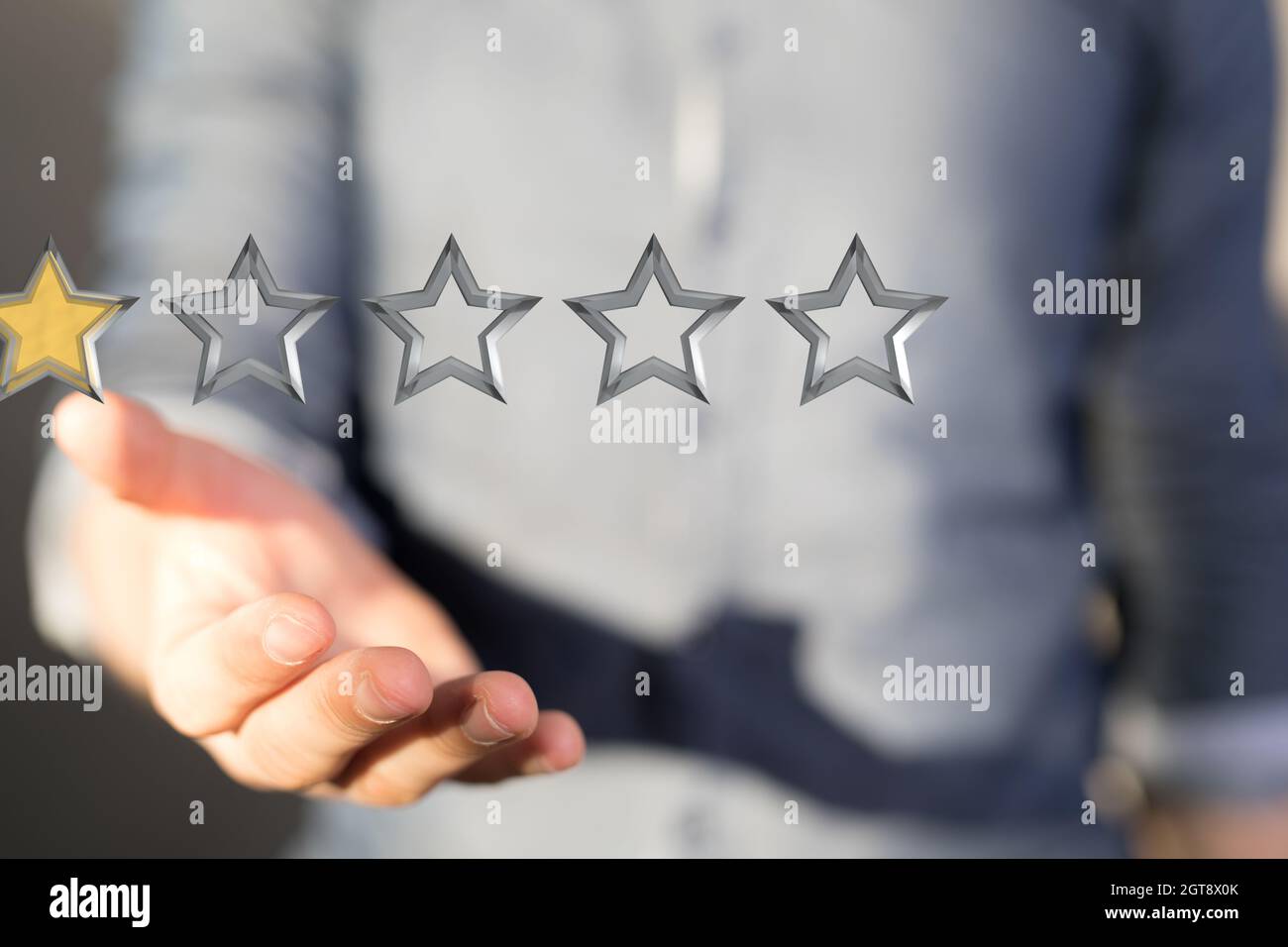 3D rendering of one star floating over a hand Stock Photo - Alamy