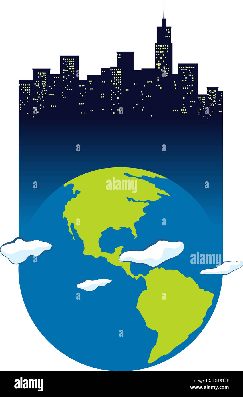 Earth and buildings with lights on Stock Vector Image & Art - Alamy