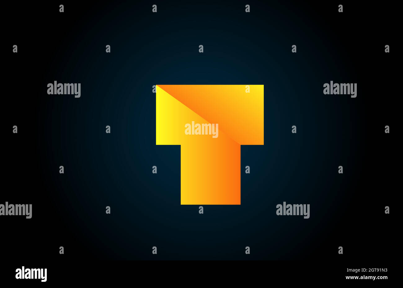 geometric alphabet T letter logo for business and company with yellow ...