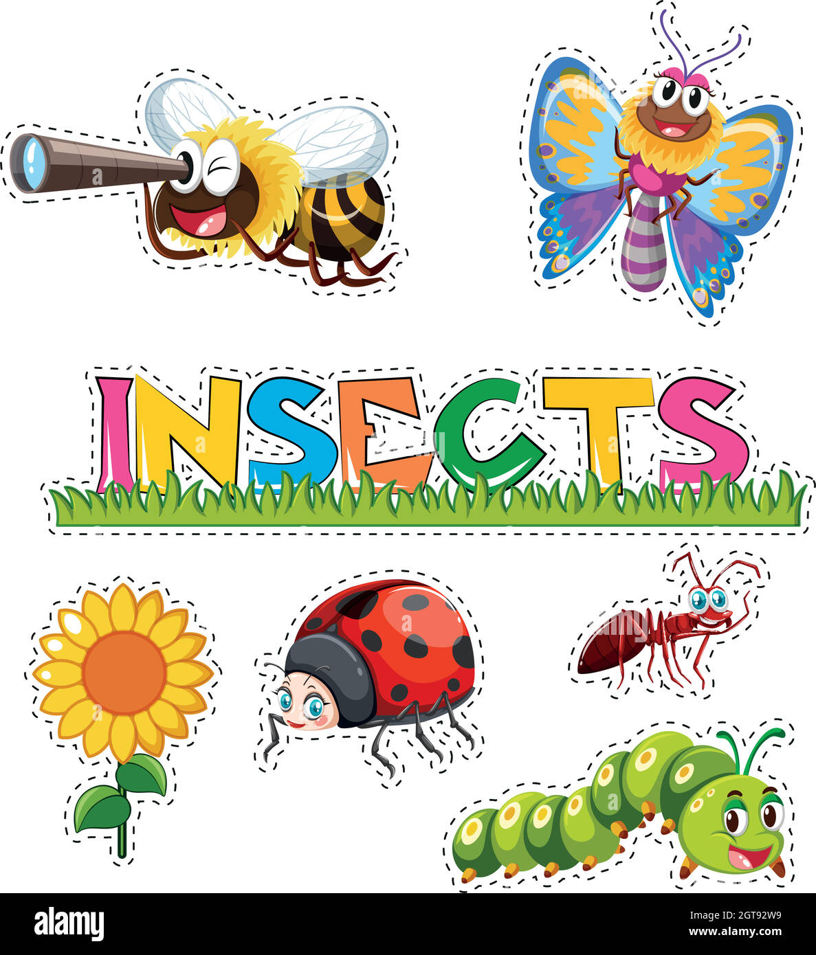 Many insects in sticker design Stock Vector Image & Art - Alamy