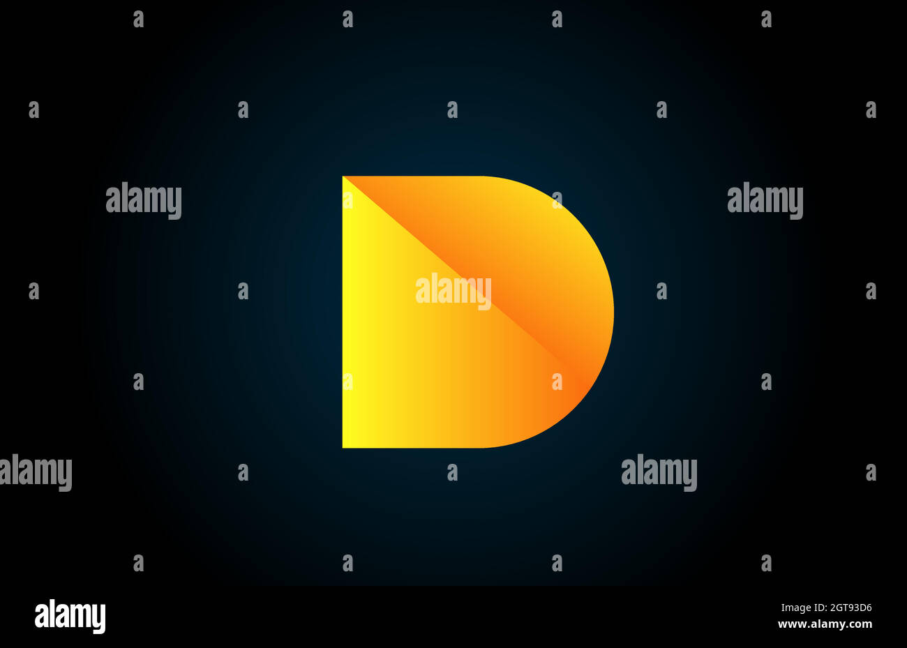 geometric alphabet D letter logo for business and company with yellow ...