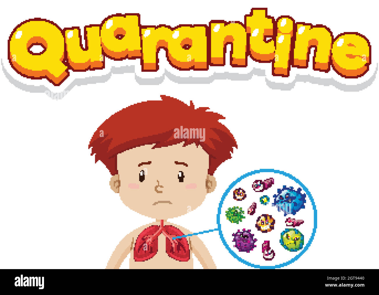 Poster design for coronavirus theme with boy and bad lungs Stock Vector ...