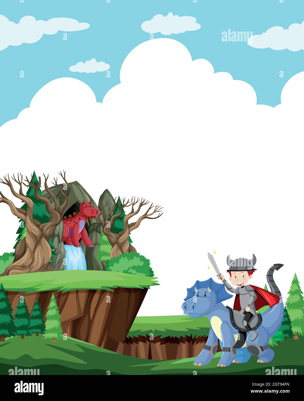 Knight riding dragon in nature Stock Vector Image & Art - Alamy