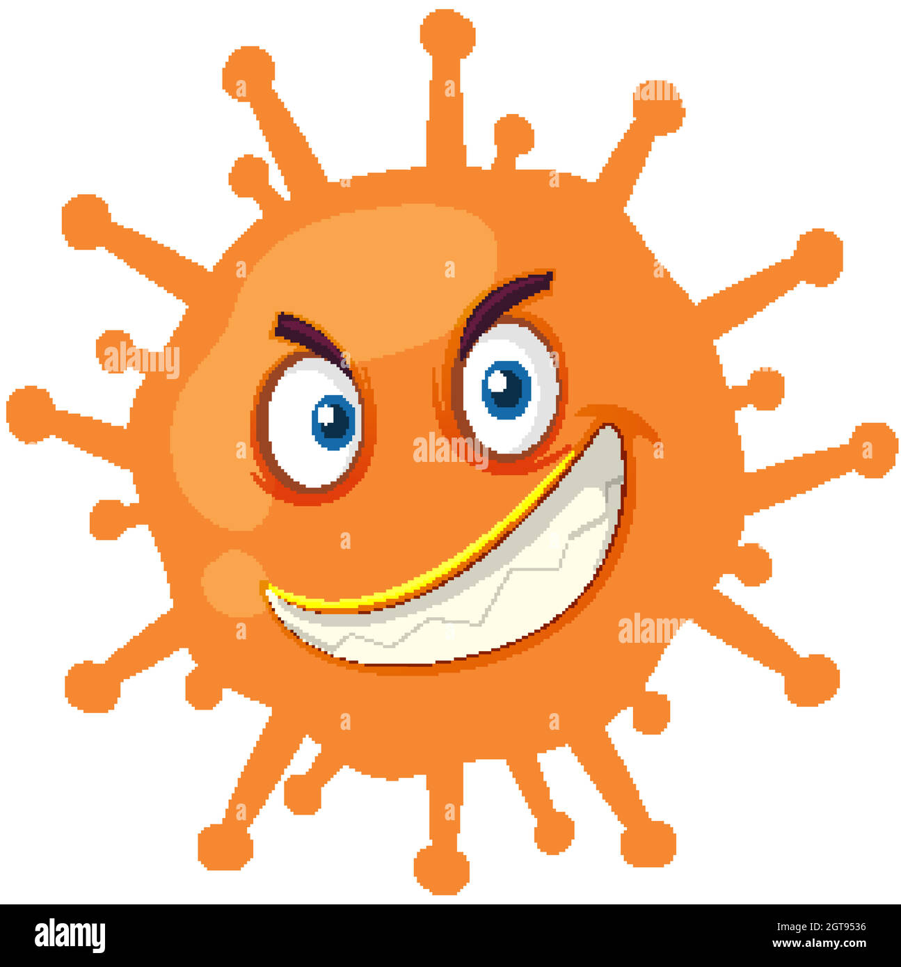Single virus cell with scary face on white background Stock Vector ...
