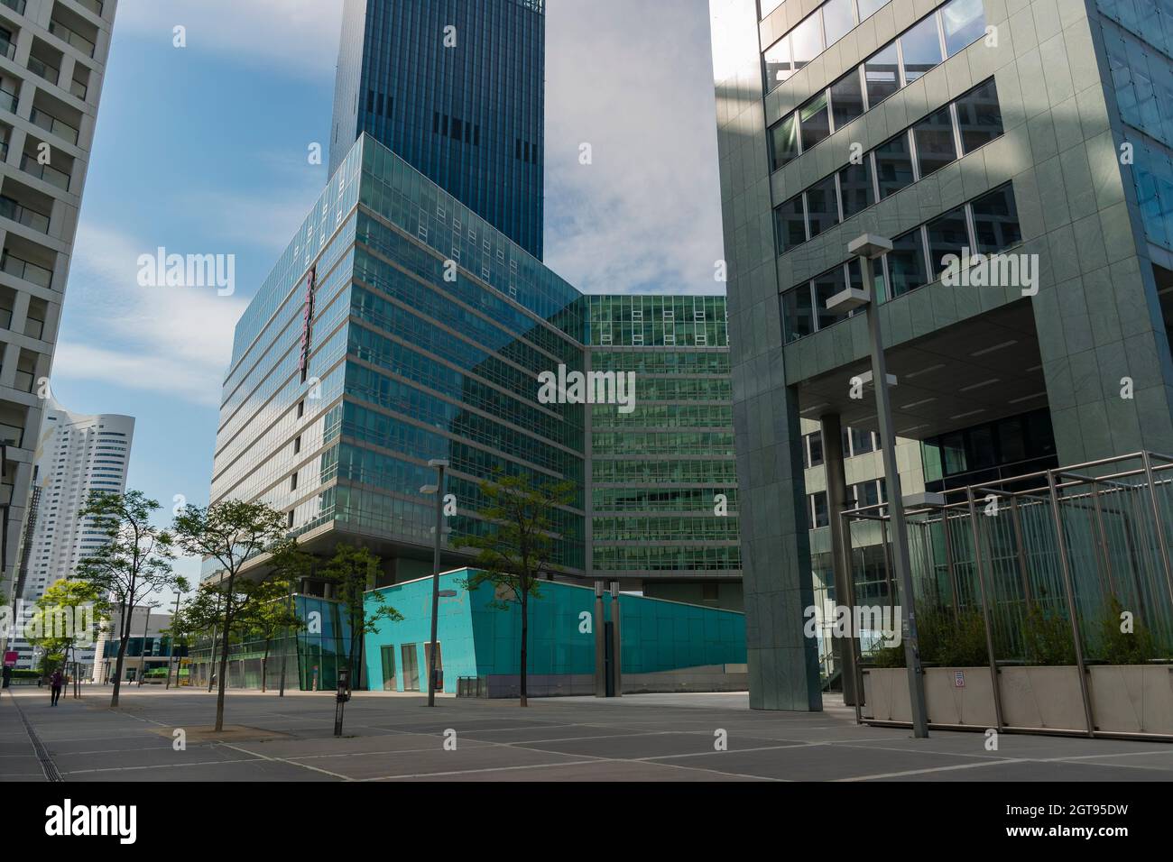01 June 2019 Vienna, Austria - Donaucity, Building of headquarters ...